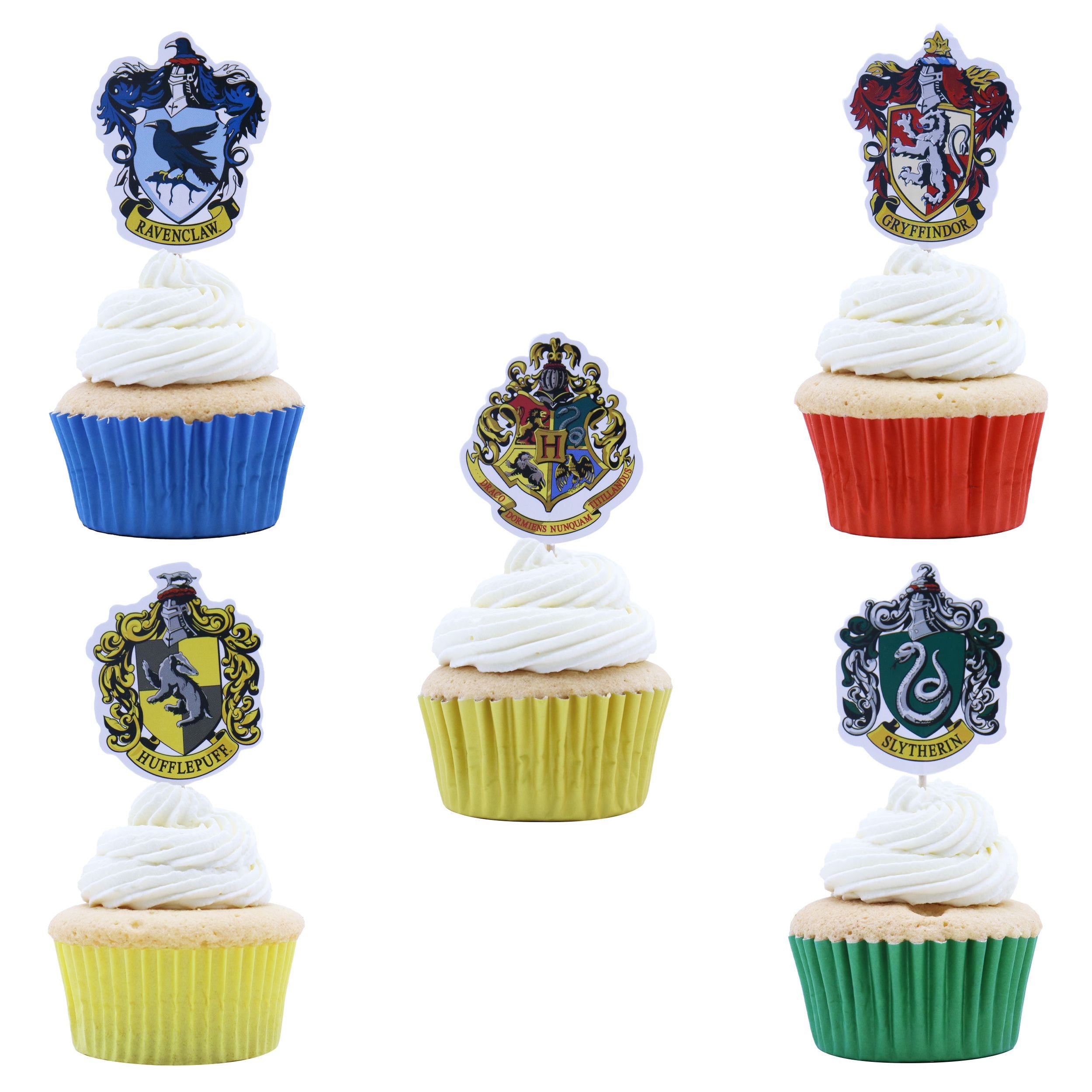 Harry Potter Cake Toppers, Pack of 6, Hogwarts Crests — Bakeworld.ie